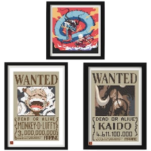 Luffy Versus Kaido 3 Piece Cross-stitch Pattern - Etsy