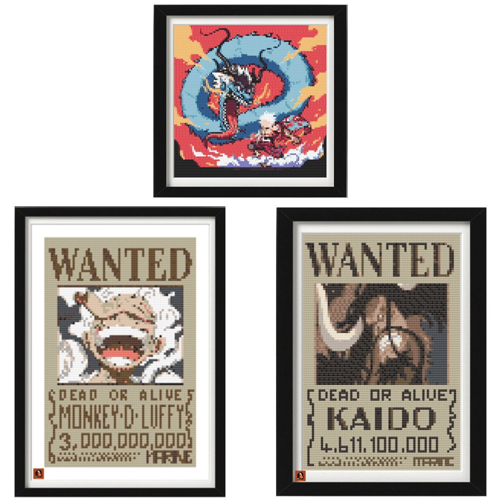 Luffy Versus Kaido 3 Piece Cross-stitch Pattern - Etsy