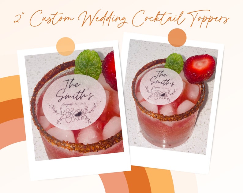 20 CUSTOM Wedding Design Edible Cocktail Toppers - Etsy