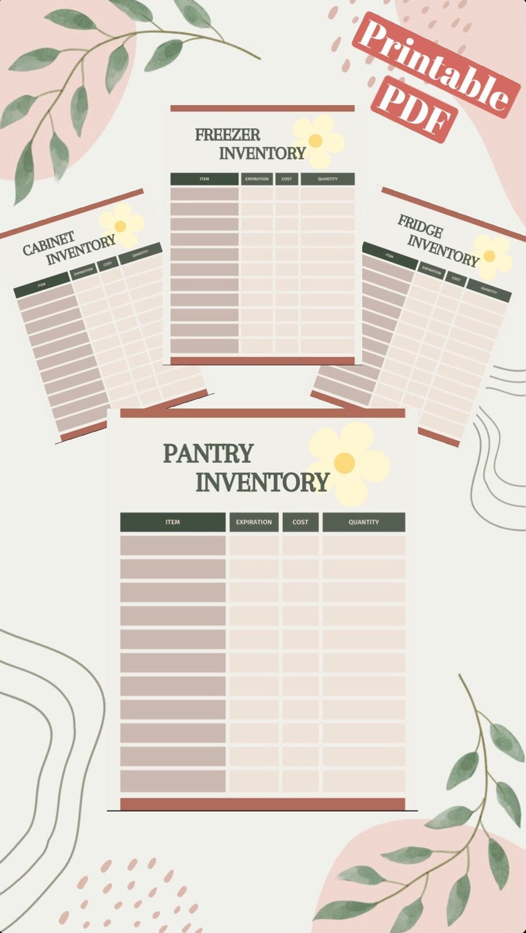 Kitchen Inventory Bundle, Pantry Inventory Bundle, Cabinet Inventory ...