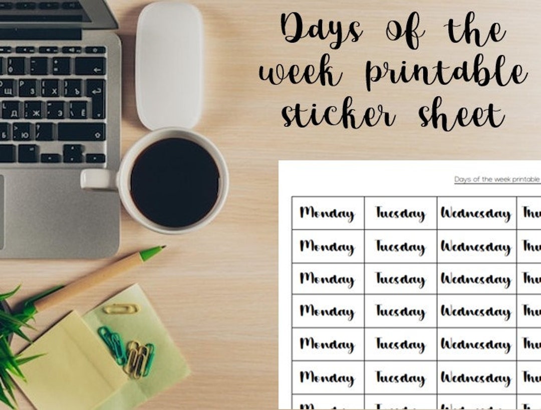 Days of the Week Stickers Printable (80 Weeks) - Etsy
