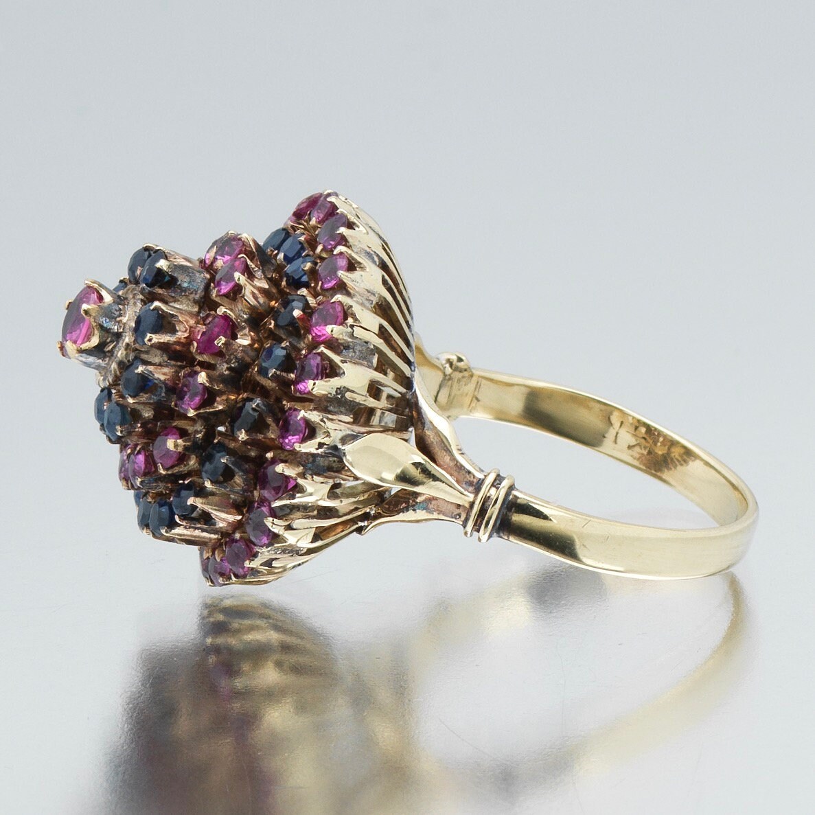 Vintage 14K Gold Blue Sapphire and Ruby Princess Articulated Ring - Etsy