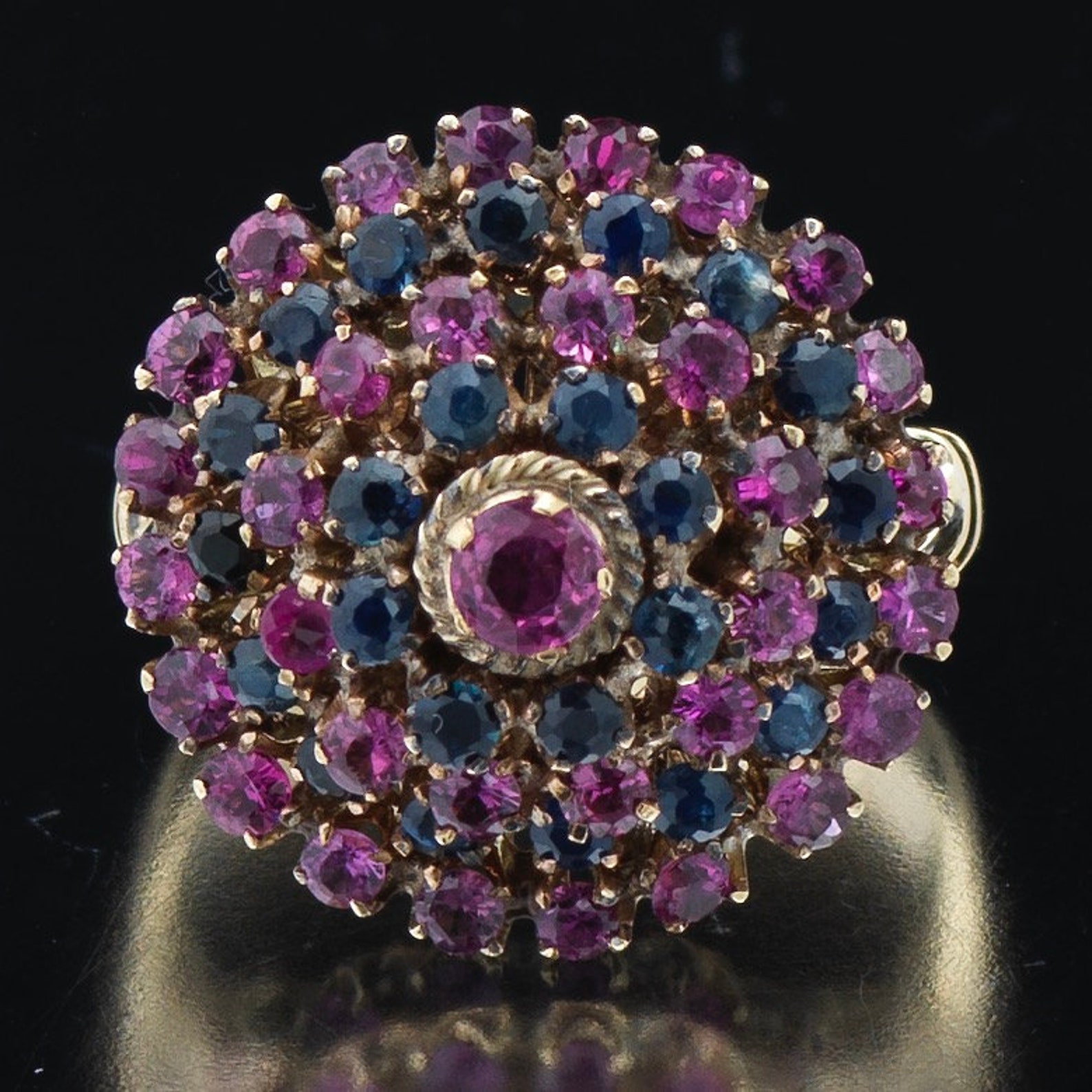 Vintage 14K Gold Blue Sapphire and Ruby Princess Articulated Ring - Etsy