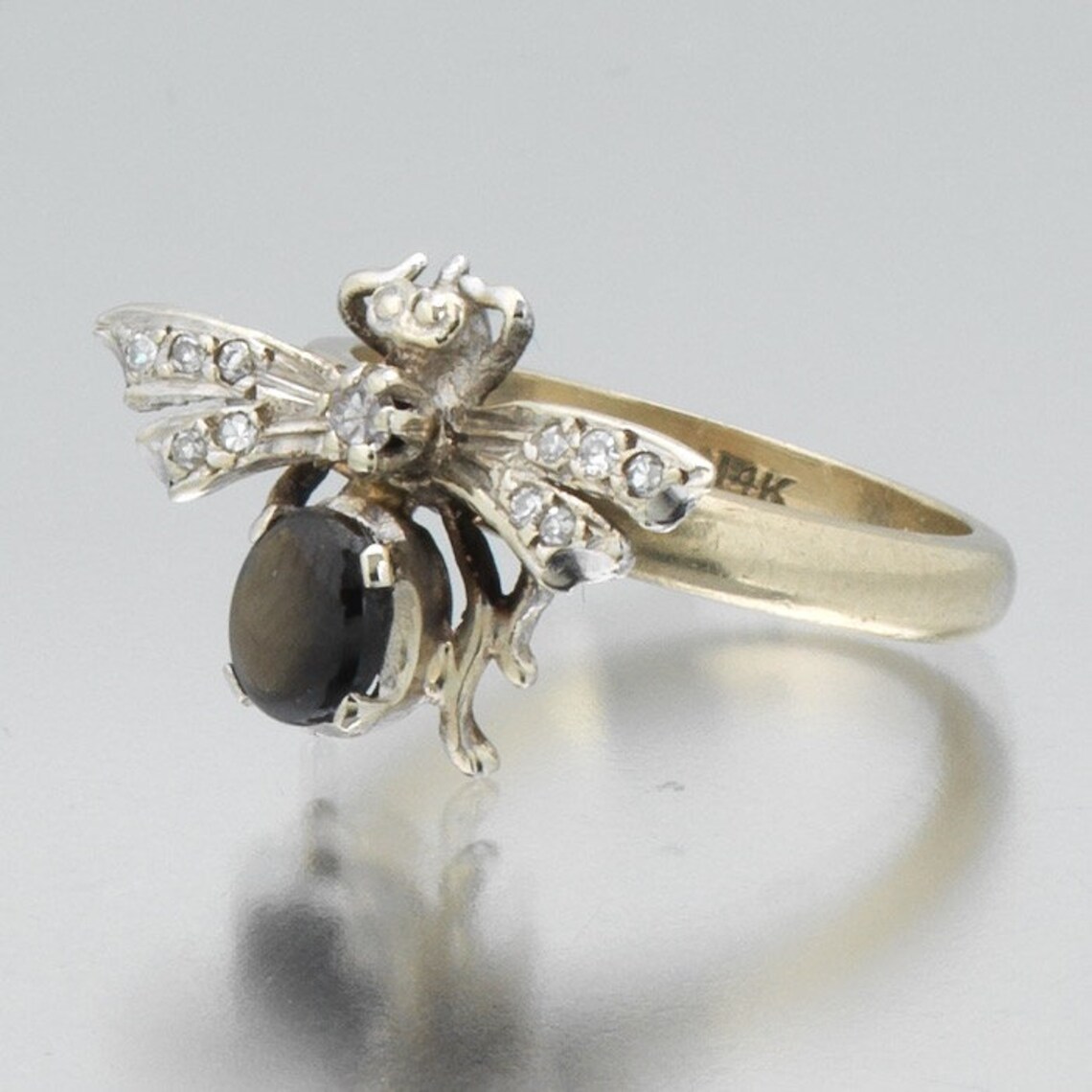 Vintage Gold Tiger's Eye and Diamond Bee Ring Size 5.5 - Etsy