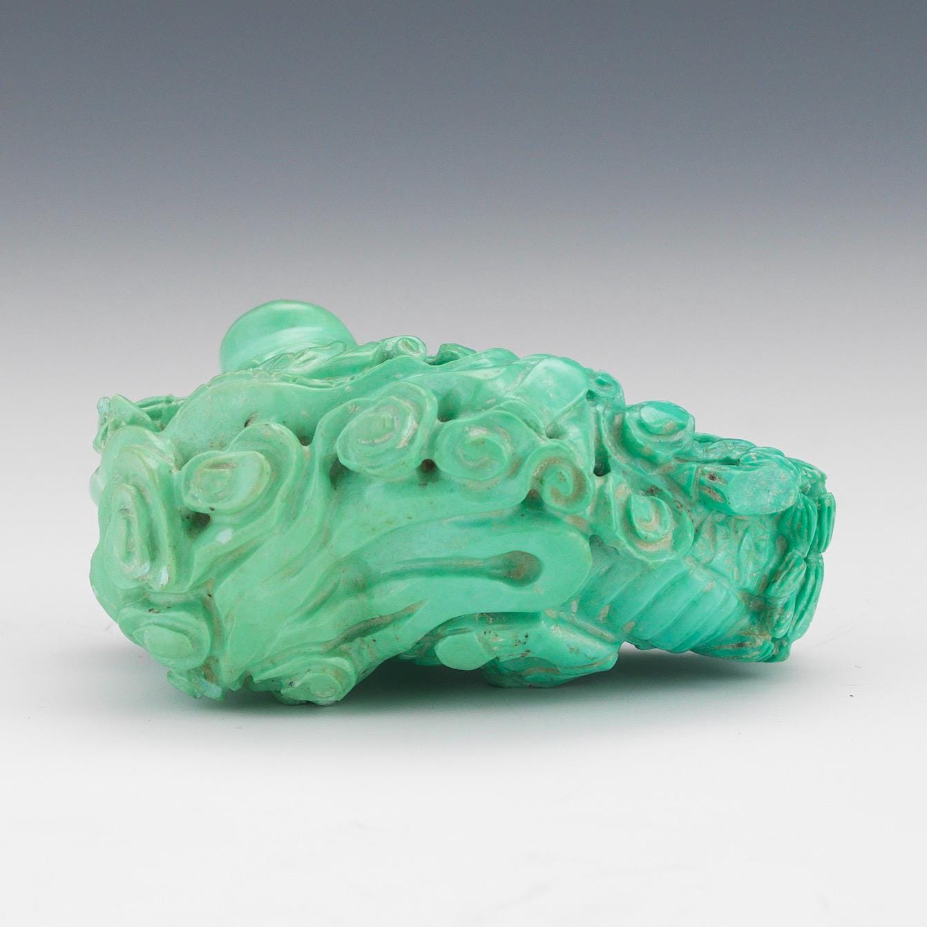 Chinese Turquoise Carved Cabinet Sculpture of Shou Lao on Mythical ...