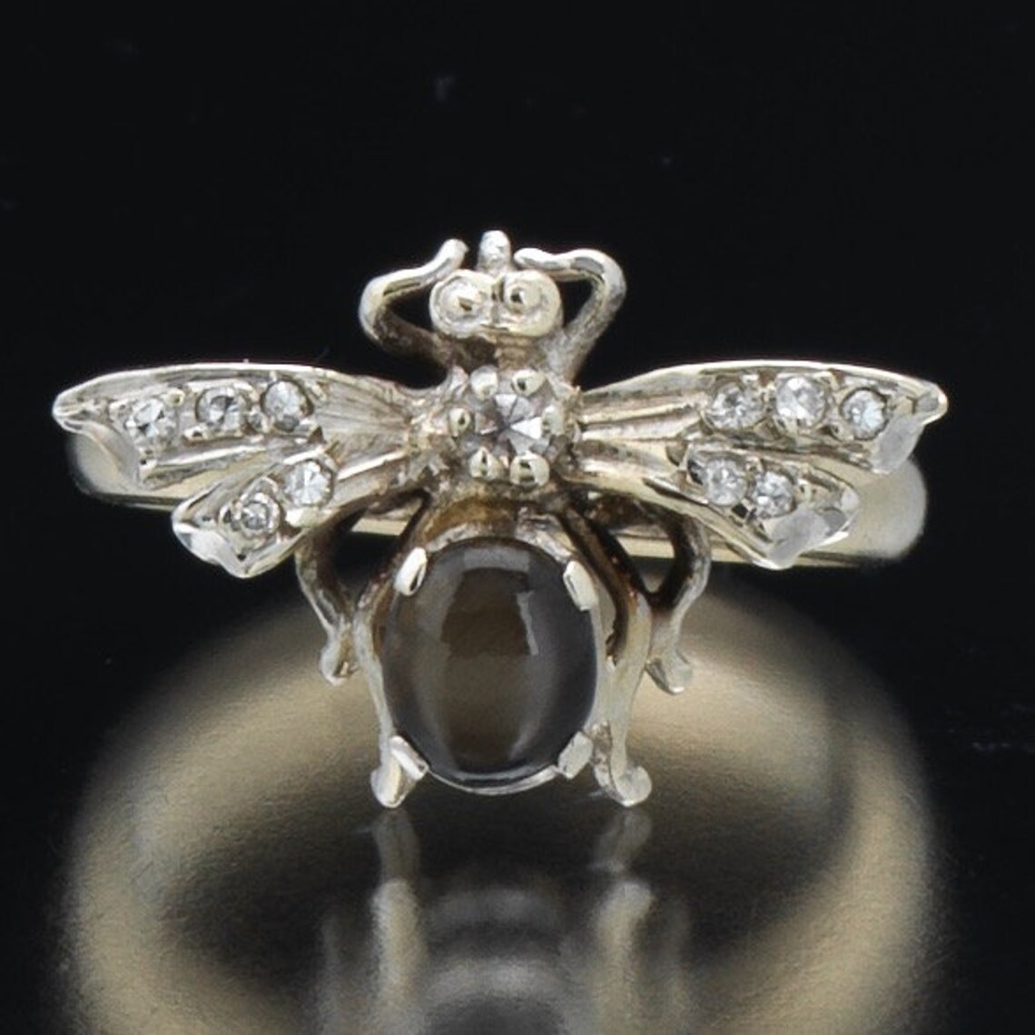 Vintage Gold Tiger's Eye and Diamond Bee Ring Size 5.5 - Etsy