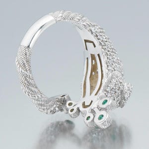 Judith Ripka Sterling Silver Emerald and Clear Stones Dragon Ring Size ...