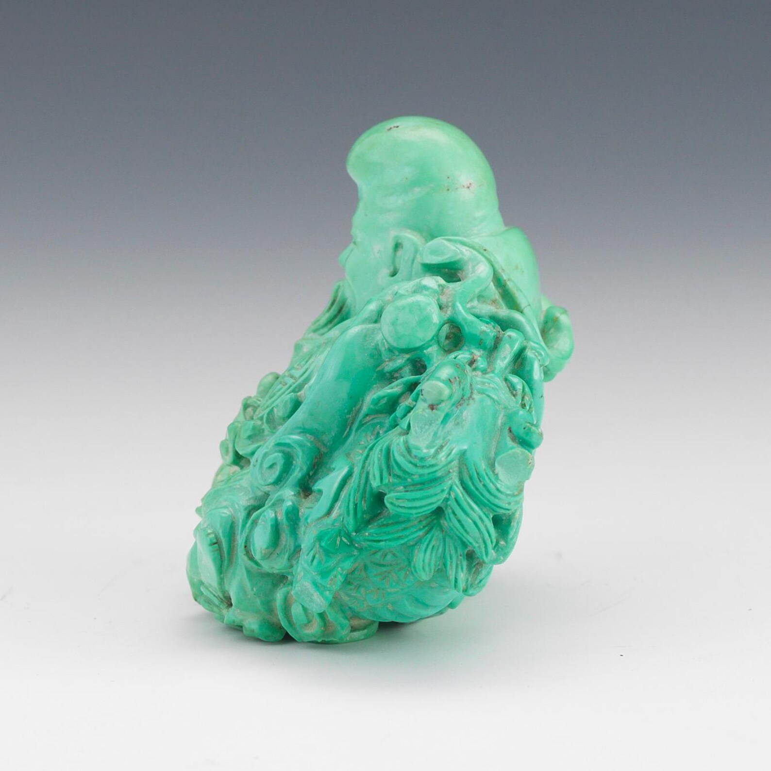 Chinese Turquoise Carved Cabinet Sculpture of Shou Lao on Mythical ...