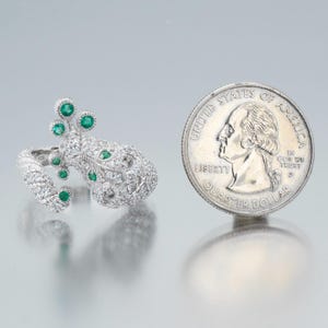 Judith Ripka Sterling Silver Emerald and Clear Stones Dragon Ring Size ...