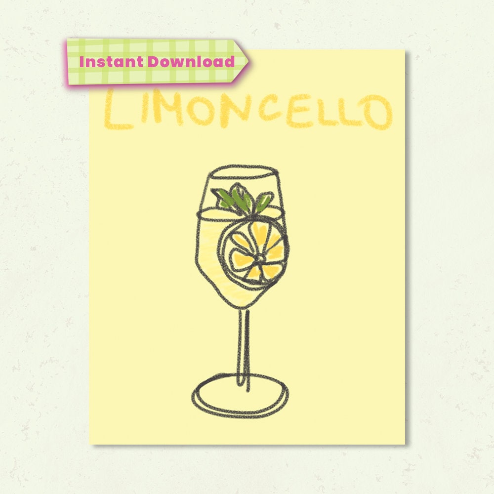 Limoncello Spritz Drawing Poster || Printable, Instant Download ...
