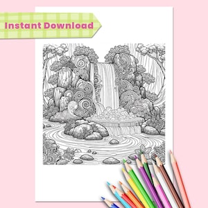 Adult Coloring Pages "waterfalls" Bundle of 30 | Instant Download ...