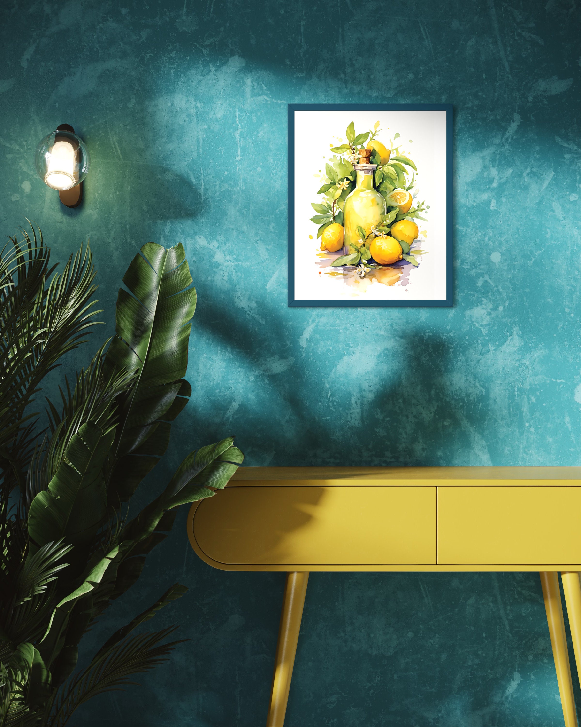 Limoncello Bottle || Printable, Instant Download || Watercolor Painting ...