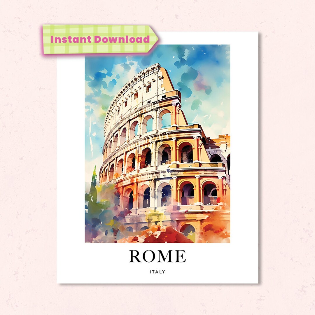 Rome, Italy Poster || Printable, Instant Download || Watercolor ...