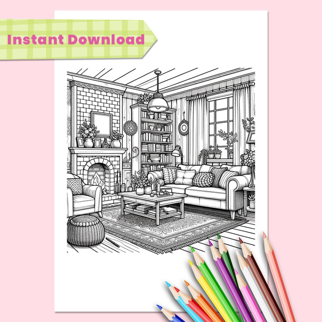 Adult Coloring Pages "interiors" Bundle of 30 | Instant Download ...