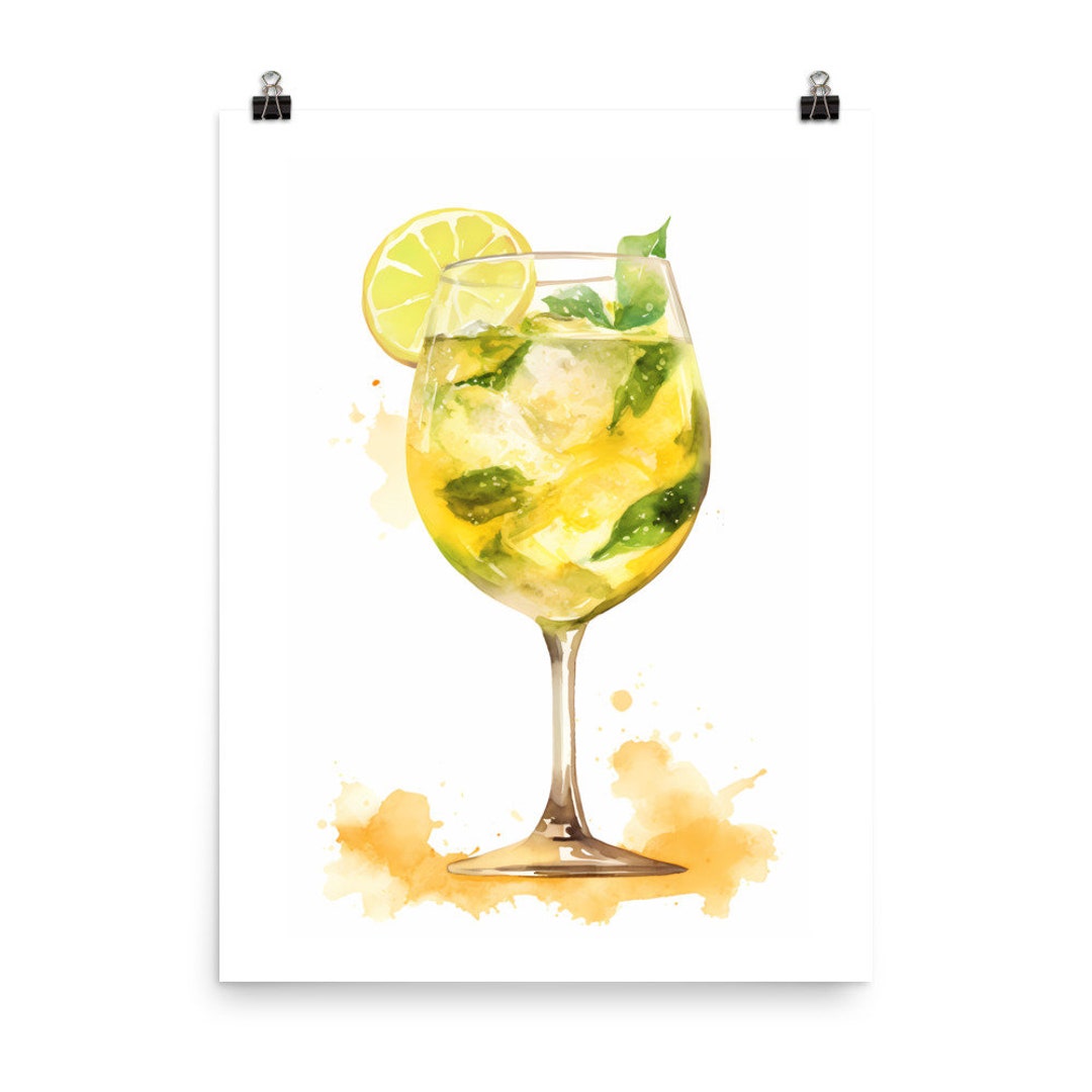 Limoncello Spritz Poster || Art Print, Fine Art, Watercolor, Cocktail ...