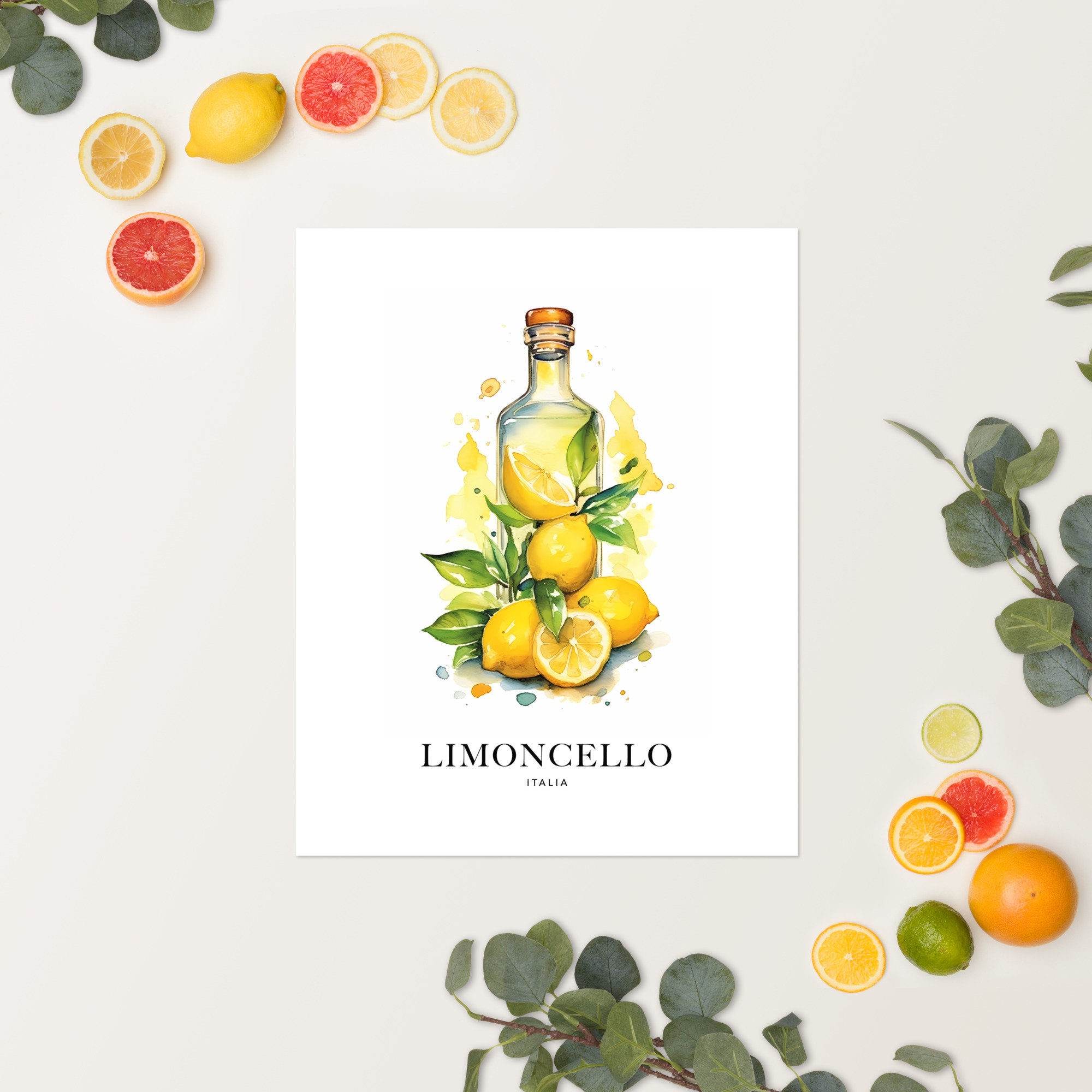 Limoncello Printable, Instant Download Watercolor Painting Limoncello ...