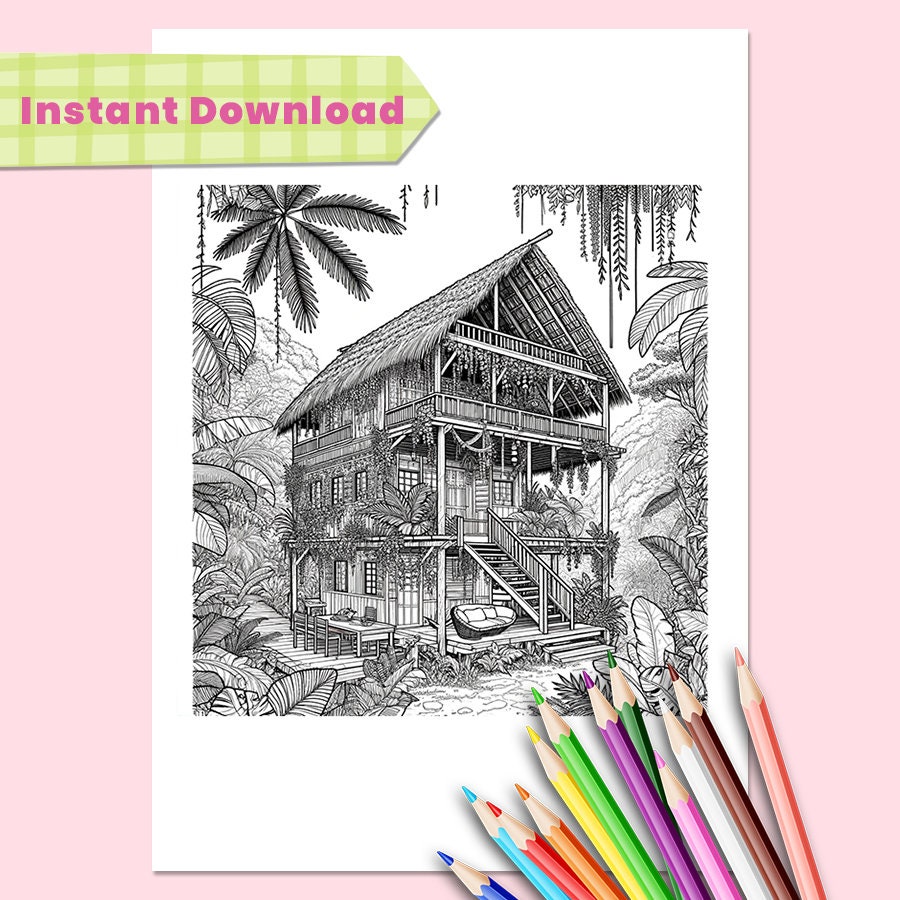 Adult Coloring Pages "houses" Bundle of 30 | Instant Download ...