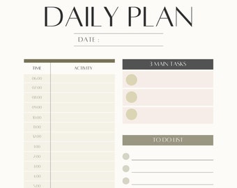 Daily to Do List, Daily Planner, Instant Download, Minimal Productivity ...
