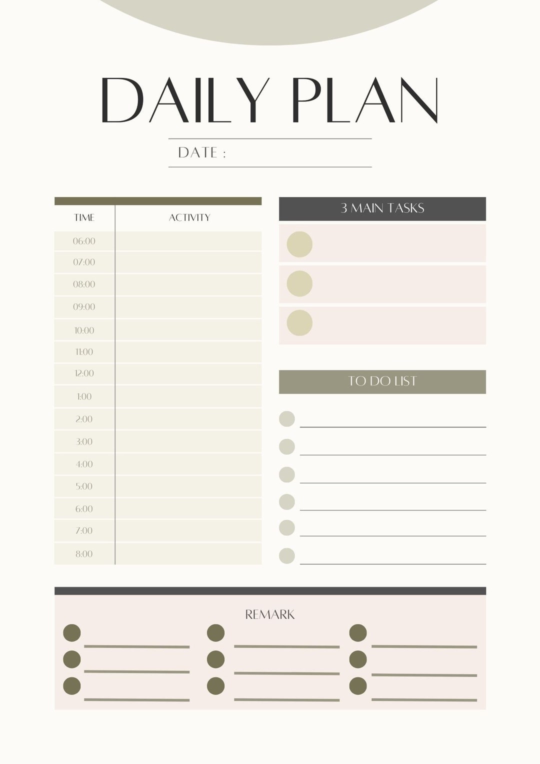 Daily to Do List, Instant Download, Minimal Productivity Planner, Daily ...