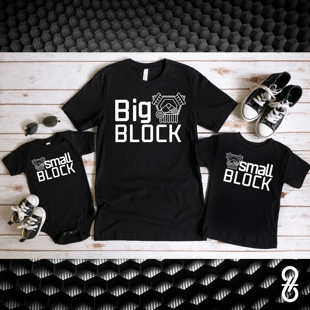 Daddy and Me, Father Son Big Block Small Block Engine-inspired T-shirt ...