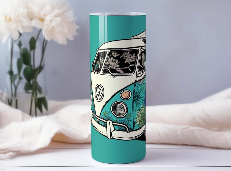 Vw Bus 1970 Retro 20oz Skinny Tumbler Sublimation Design Etsy