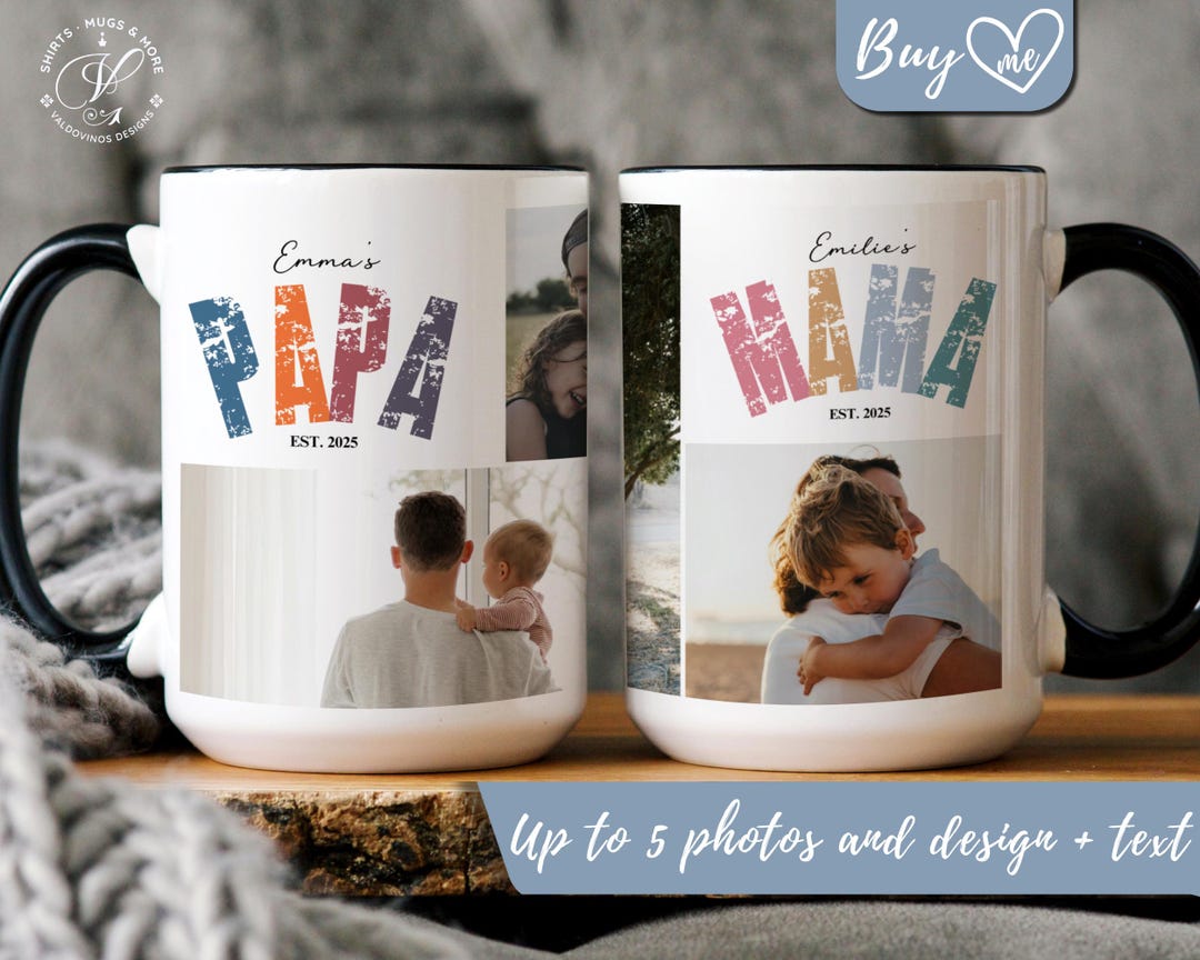 Custom Photo Collage Mug, Custom Photo Mug,new Parents Mug Set,matching ...