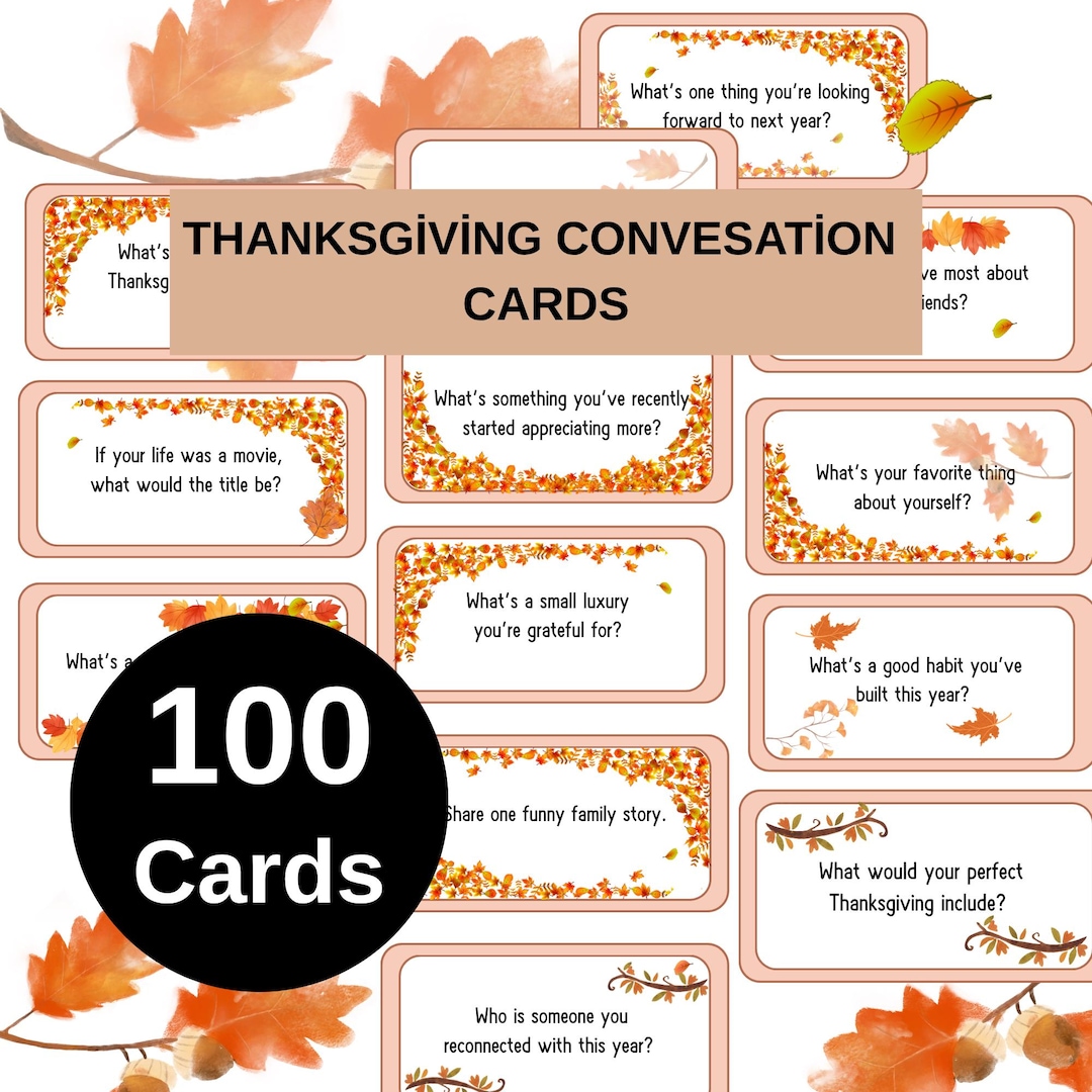 Thanksgiving Conversation Starter Cards – Family Dinner Game (digital ...