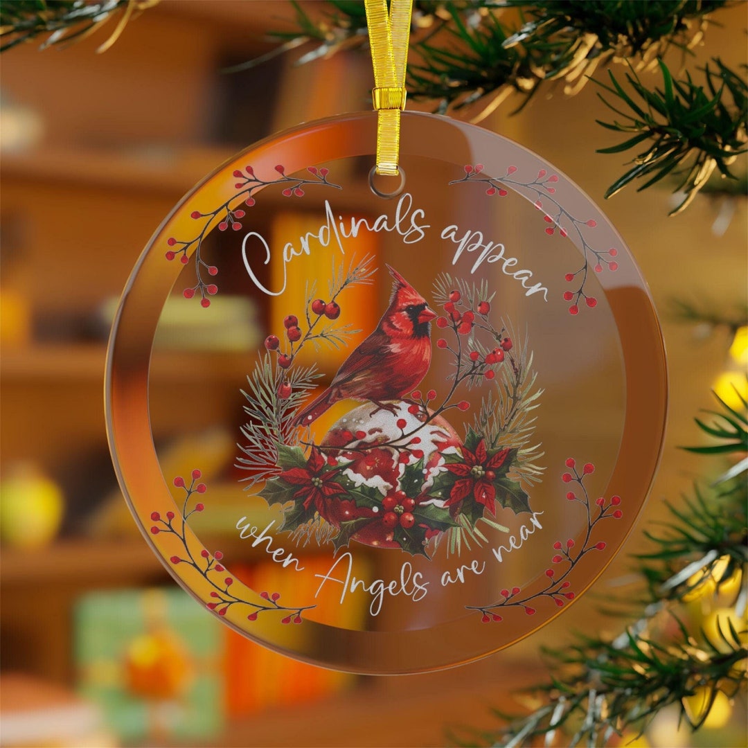 Cardinal Glass Ornament, Cardinal Christmas Ornament, Cardinal Ornament ...
