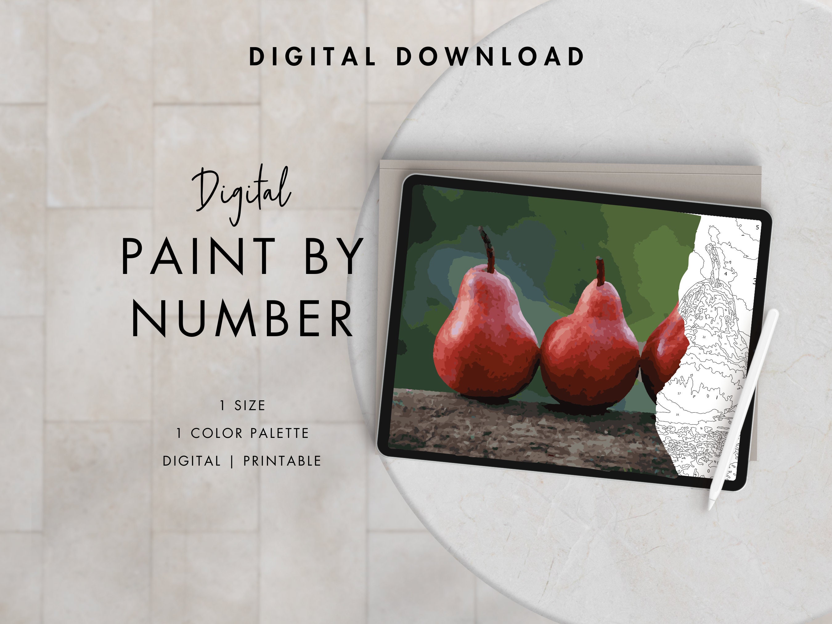 Pear Fruit Still Life Paint by Number Kit Adult | Printable & Digital ...