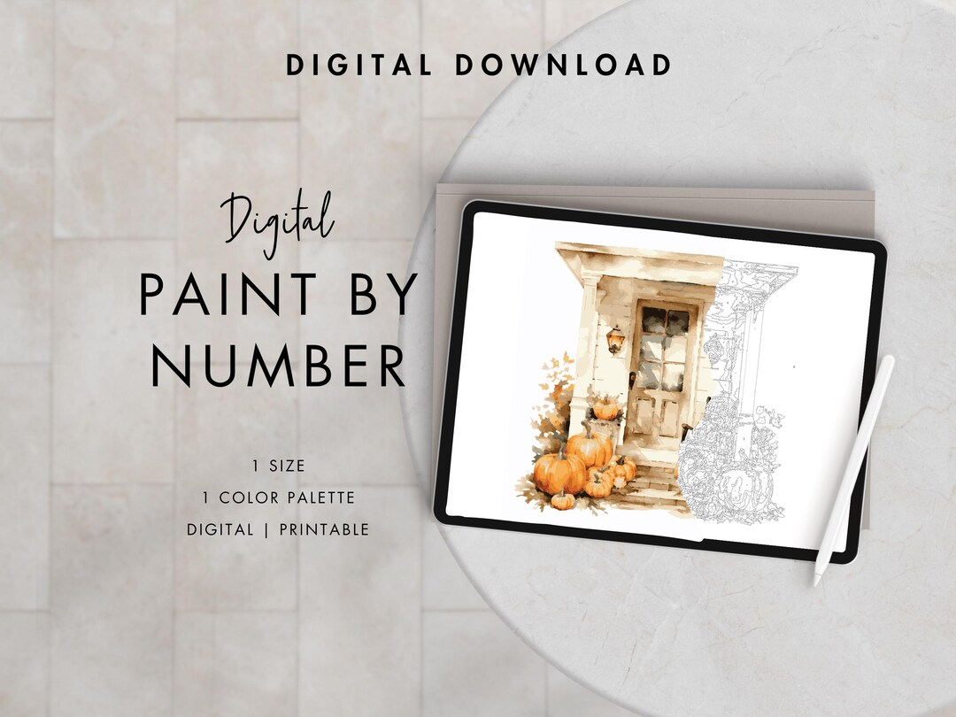 Fall Front Door Paint by Number Kit Adult | Printable & Digital ...