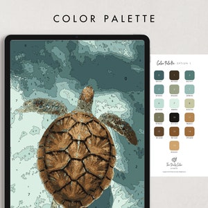 Sea Turtle Paint by Number Kit Adult | Printable & Digital Download Art ...