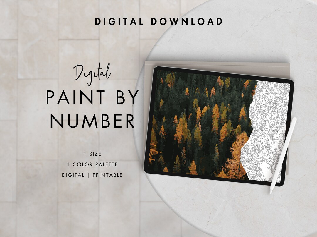 Fall Forest Paint by Number Kit Adult | Printable & Digital Download ...