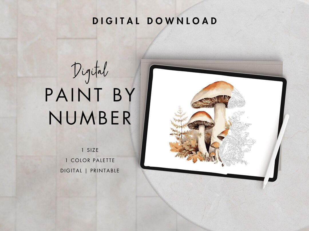 Mushrooms Paint by Number Kit Adult | Printable & Digital Download ...