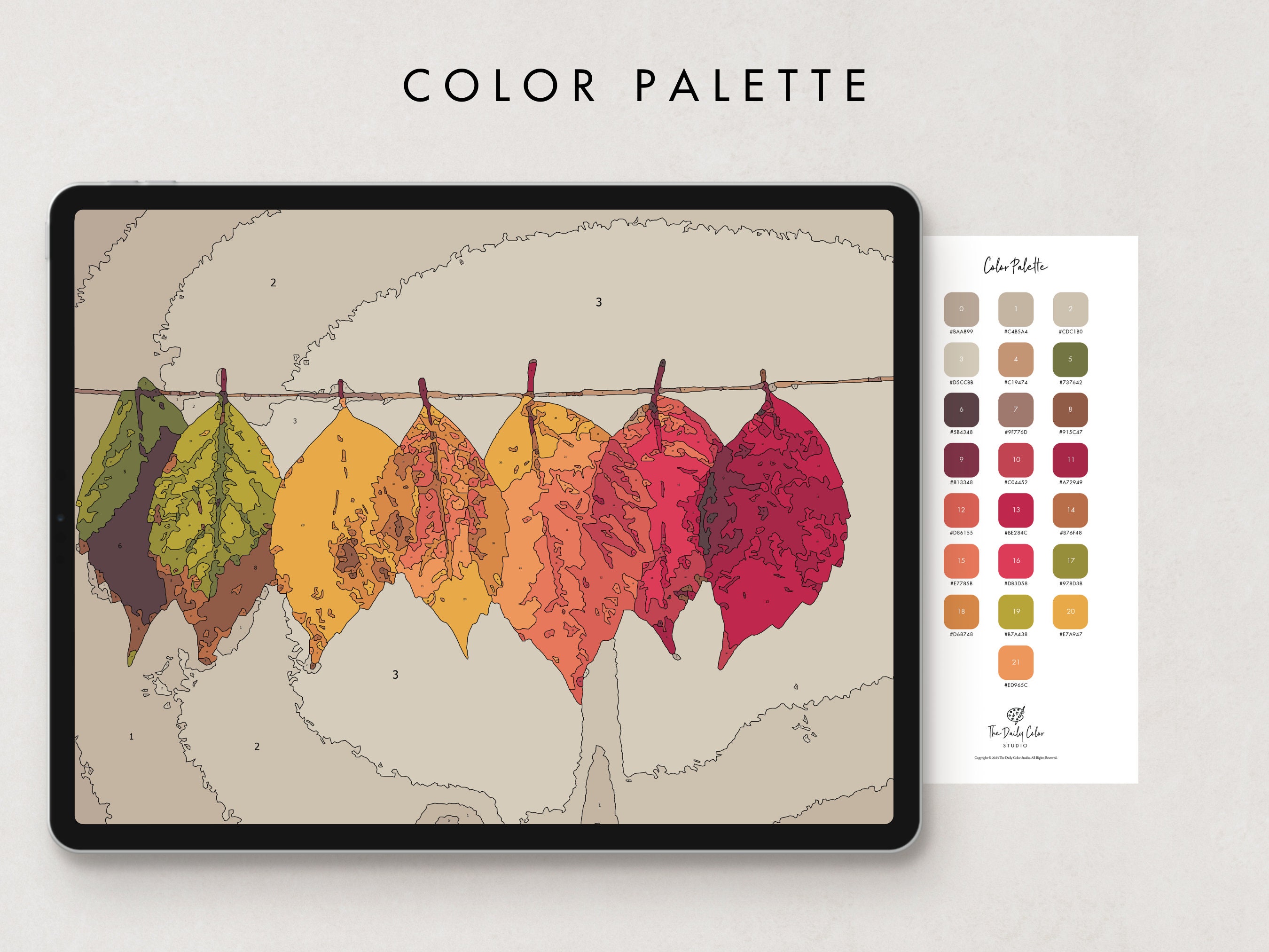 Hanging Fall Leaf Paint by Number Kit Adult | Printable & Digital ...
