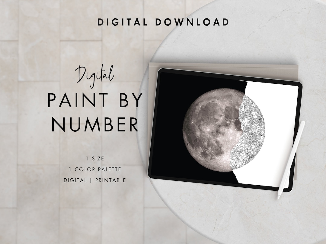 The Moon Paint by Number Kit Adult | Printable & Digital Download ...