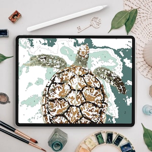Sea Turtle Paint by Number Kit Adult | Printable & Digital Download Art ...