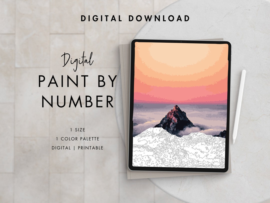 Mountain Sunset Paint by Number Kit Adult | Printable & Digital ...