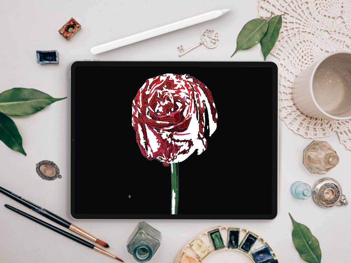 Red Rose Paint by Number Kit Adult | Printable & Digital Download Art ...