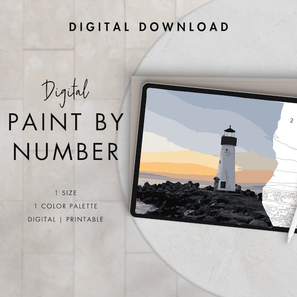 Lighthouse Color by Number - Etsy