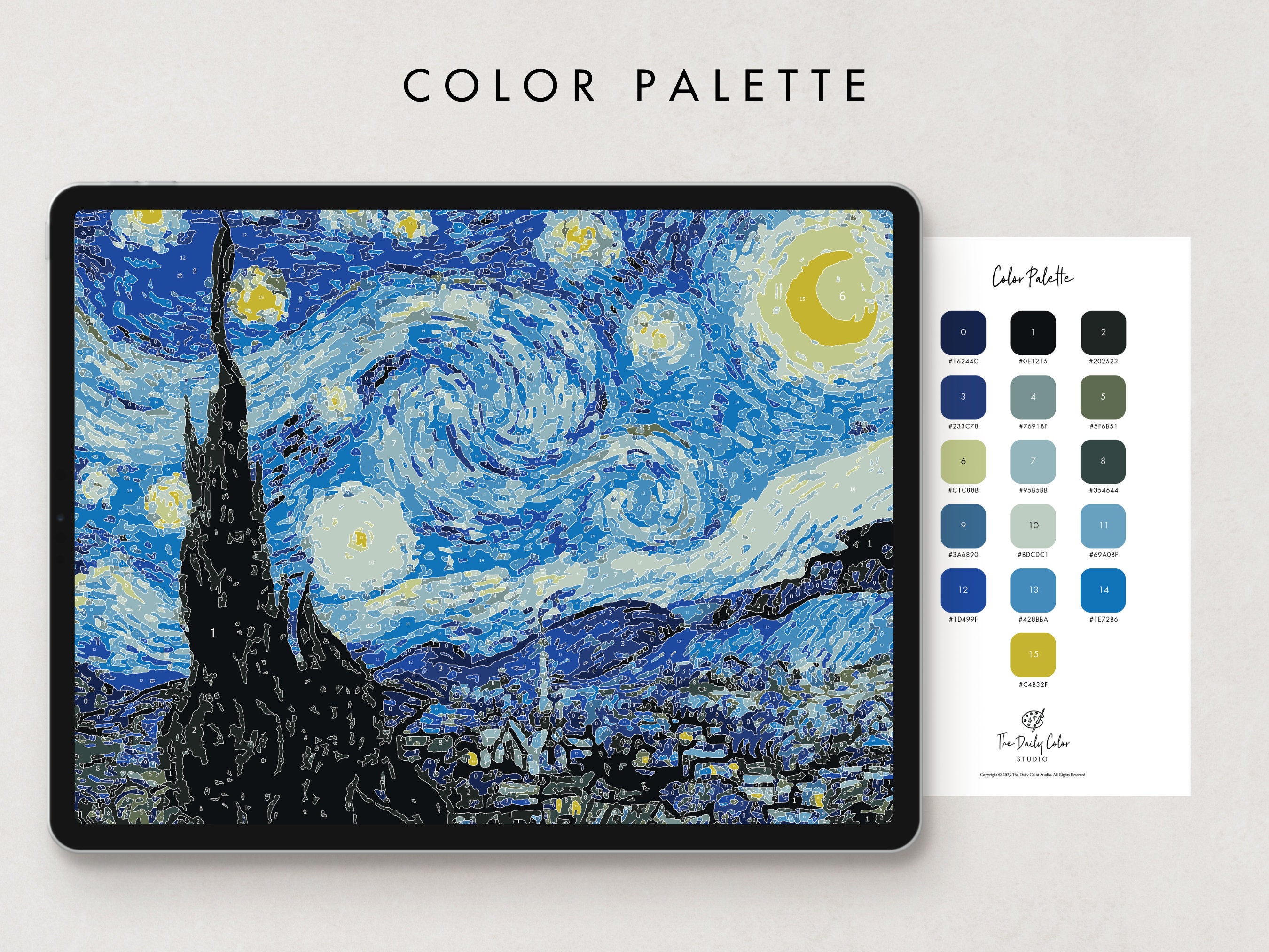 Starry Night Paint by Number Kit Adult | Printable & Digital Download ...