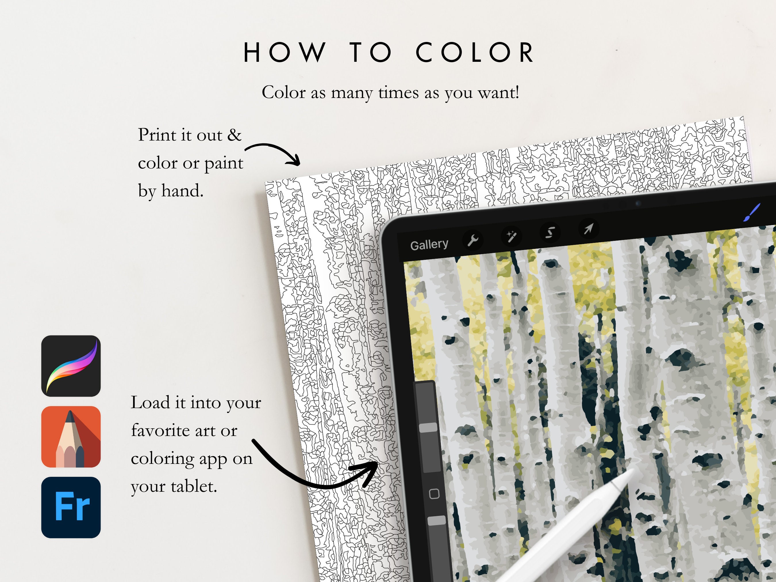 Aspen Trees Paint by Number Kit Adult | Printable & Digital Download ...