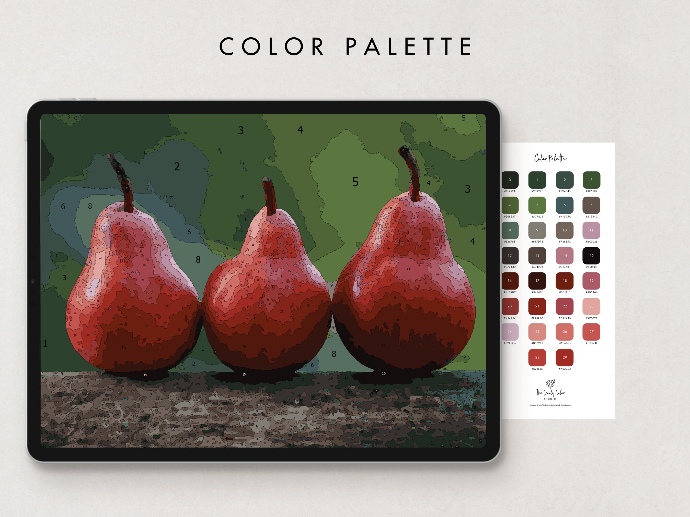 Pear Fruit Still Life Paint by Number Kit Adult | Printable & Digital ...