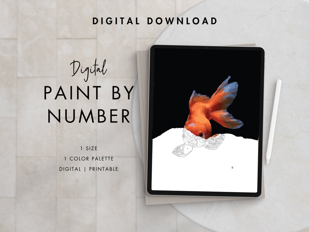 Goldfish Paint by Number Kit Adult | Printable & Digital Download Art ...