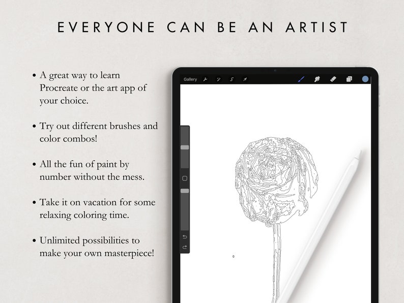 Red Rose Paint by Number Kit Adult | Printable & Digital Download Art ...