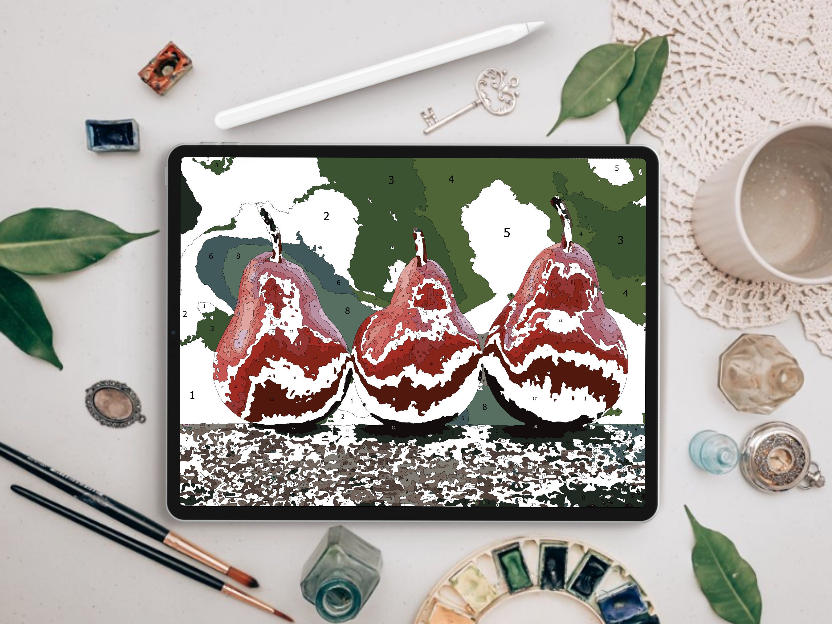 Pear Fruit Still Life Paint by Number Kit Adult | Printable & Digital ...