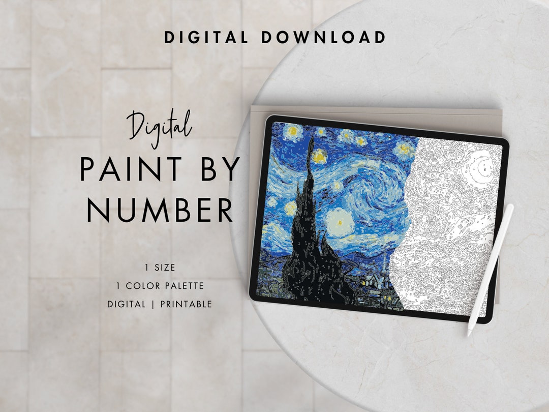Starry Night Paint by Number Kit Adult Printable & Digital - Etsy
