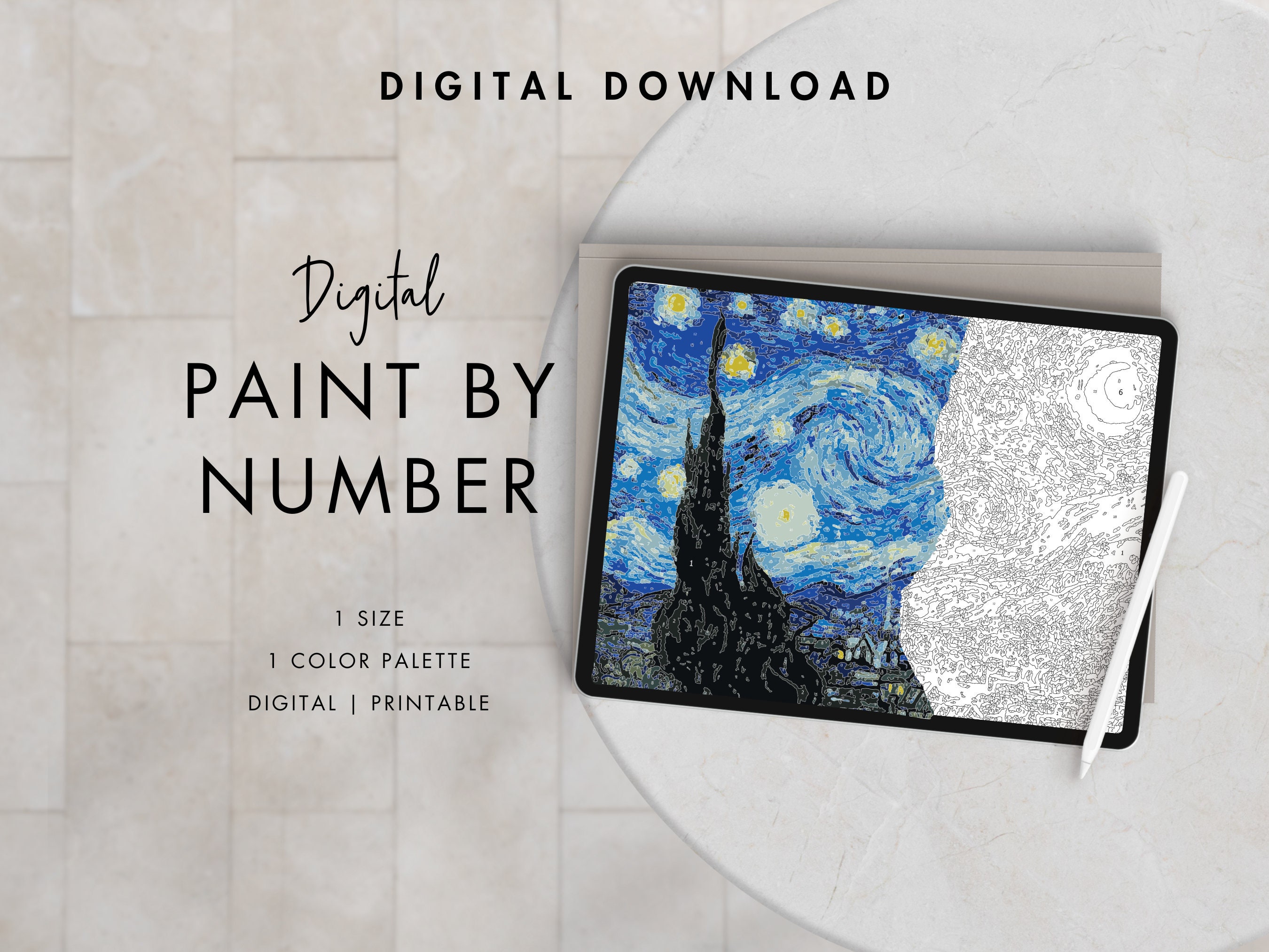 Starry Night Paint by Number Kit Adult Printable & Digital - Etsy