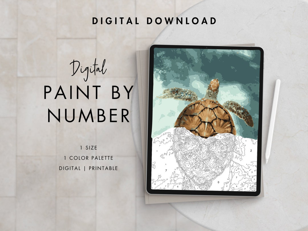 Sea Turtle Paint by Number Kit Adult Printable & Digital - Etsy