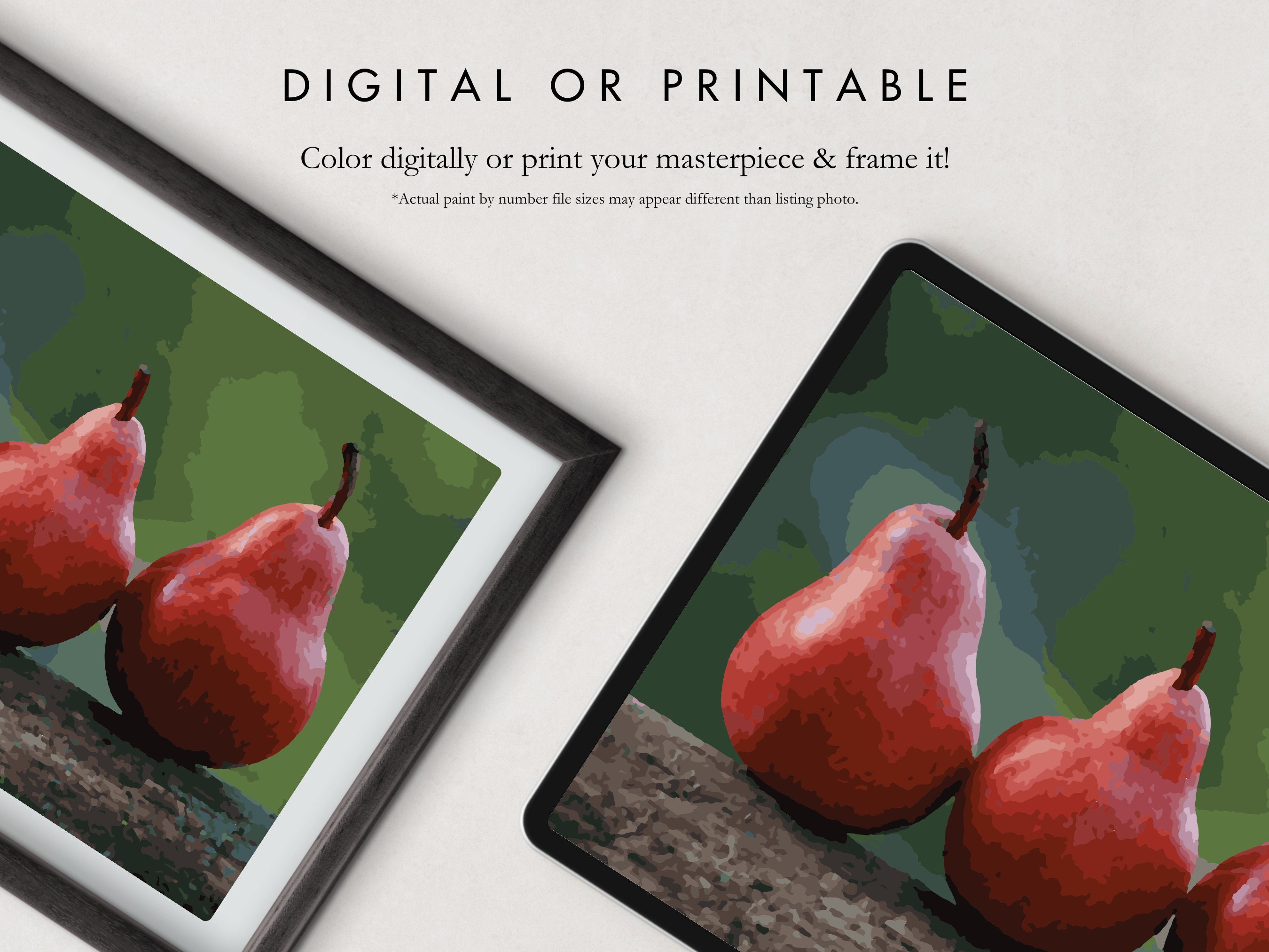 Pear Fruit Still Life Paint by Number Kit Adult | Printable & Digital ...