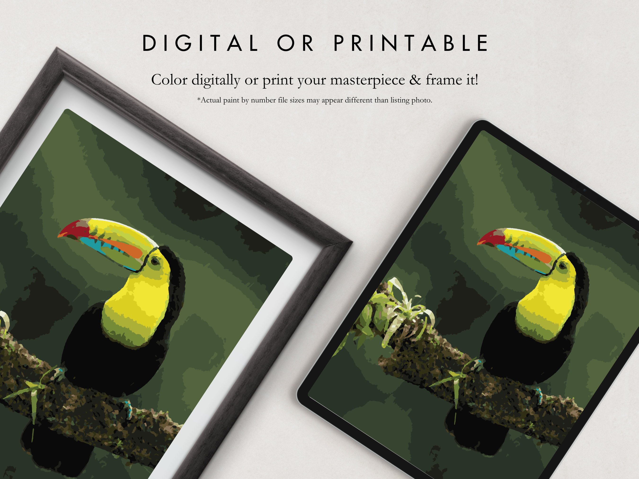 Toucan Paint by Number Kit Adult | Printable & Digital Download | Color ...